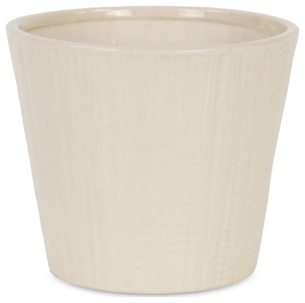 Large Off White Ceramic Pot - Transitional - Outdoor Pots And Planters ...