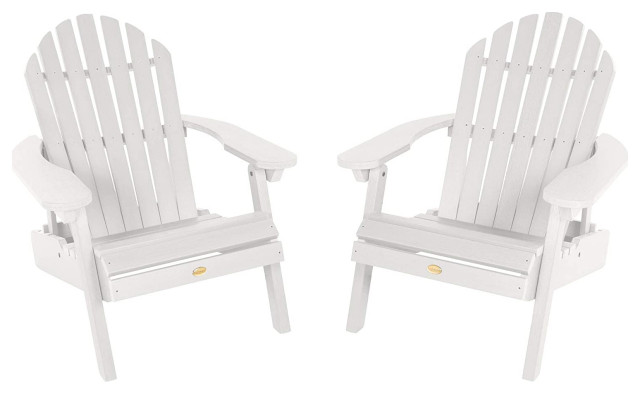 Set of 2 Adirondack Chair, Weatherproof Slatted Slanted Seat - Beach ...