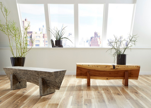 Chamcha Wood Triangle Bench - Rustic - Dining Benches - by Phillips ...