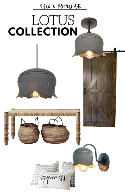 Farmhouse Galvanized Lotus Ceiling Light - Industrial - Flush-mount ...