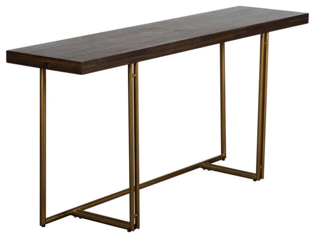 Jessica Mid-Century Acacia and Brass Console Table - Contemporary ...