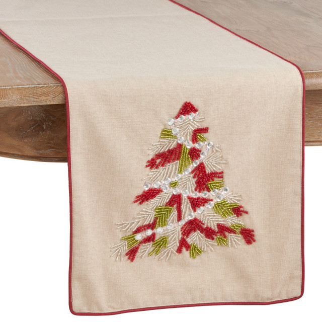 Beaded Christmas Tree Table Runner - Contemporary - Table Runners - by ...