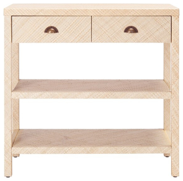 Apis Raffia Console Table Light Natural/Gold Safavieh - Tropical ...