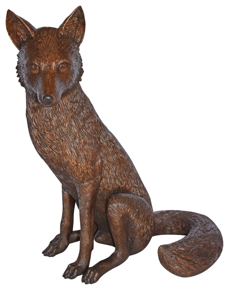 Fox Sitting Life Size Bronze Statue - Size: 20"L x 15"W x 28"H ...