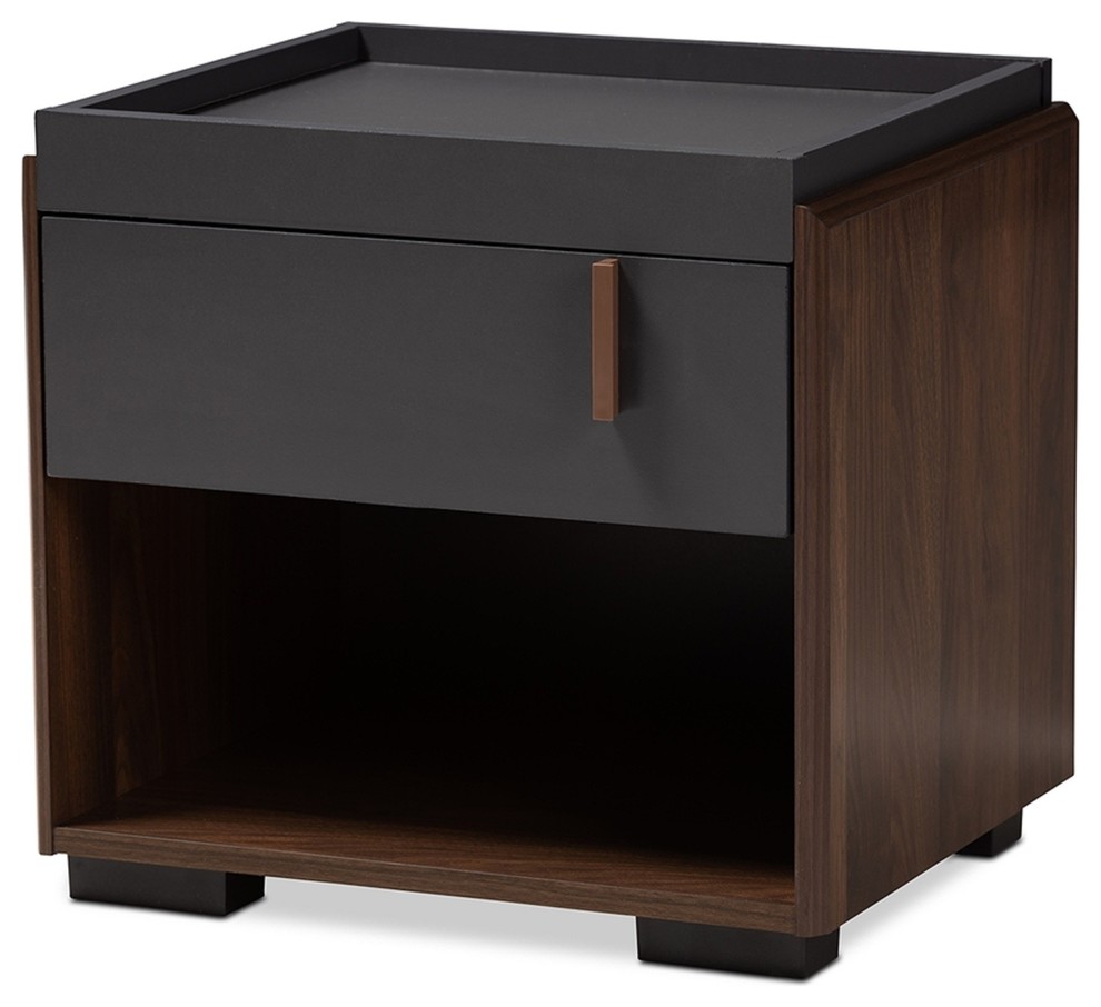 Tray Top Style Nightstand With Drawer and Shelf - Transitional ...