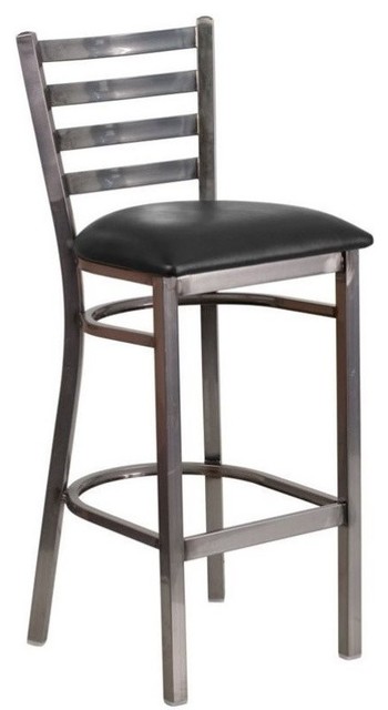 Pemberly Row Metal Bar Stool Chair in Black With Semi-circle Seat ...