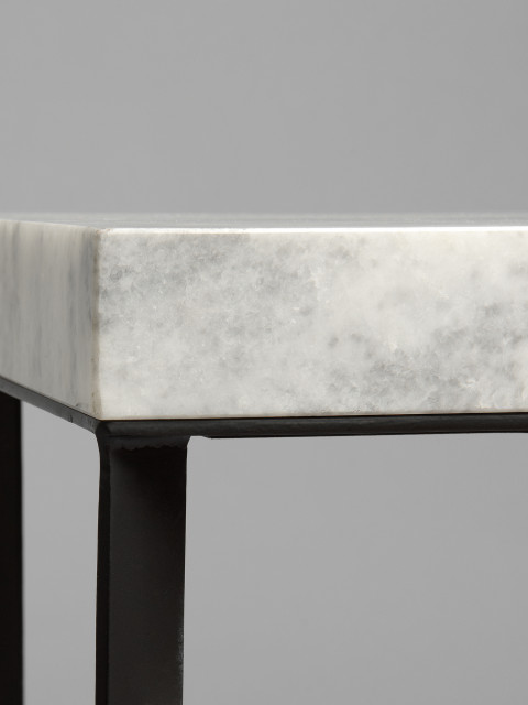 Garrett Marble Table, Black Metal Base - Transitional - Side Tables And ...