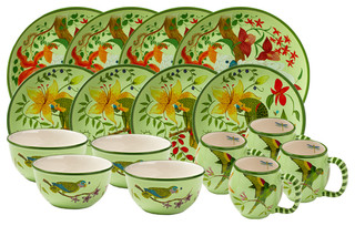 Parrotdise 16-Piece Dinner Set - Tropical - Dinnerware Sets - by Lynn ...