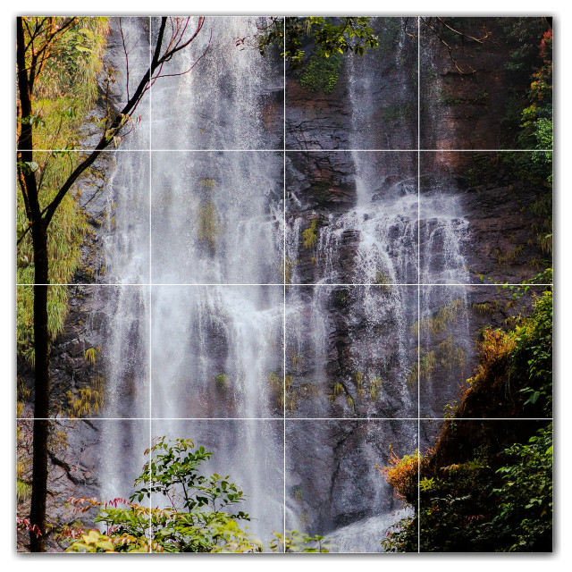 Waterfalls Ceramic Tile Wall Mural HZ501133, 32" Wide x 32" High ...