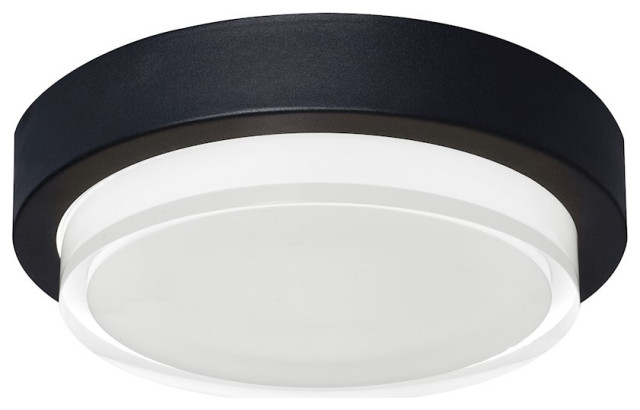 AFX Lighting ELM 11" LED Outdoor Flush Mount, Black/Black, ELMW11LAJUDBK - Flush-mount Ceiling ...