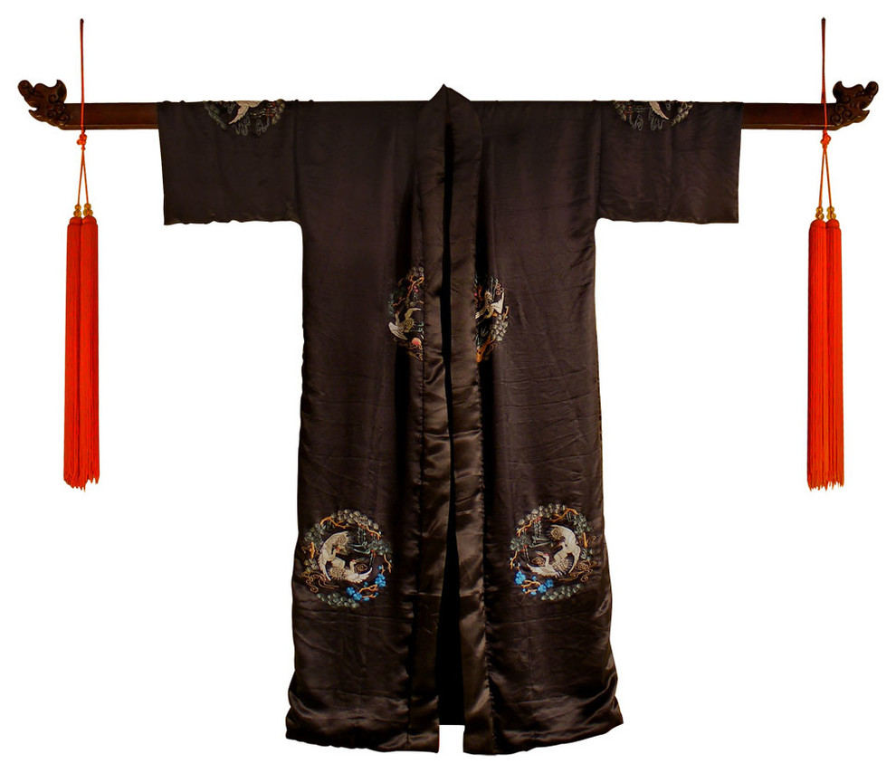 Chinese Black Silk Robe - Asian - Decorative Objects And Figurines - by ...