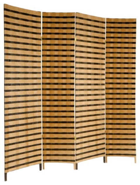 Room Divider, Natural Fiber Panels & Cross Woven Pattern, Brown/Beige ...