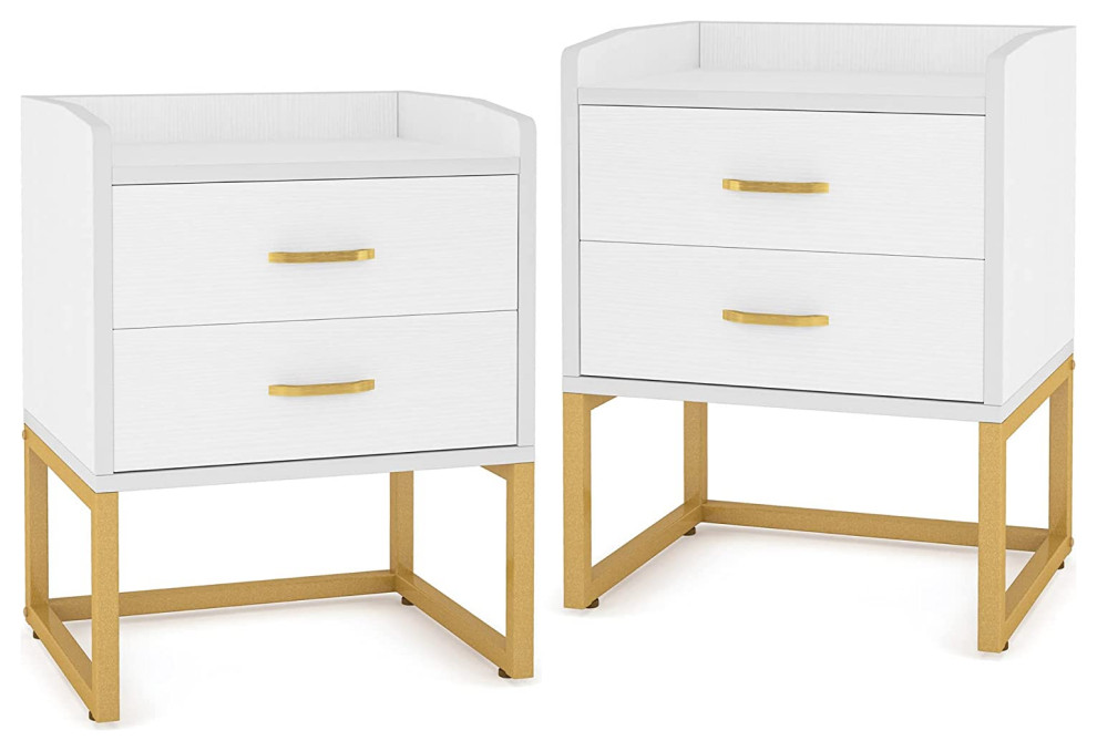 Modern 2-Drawer Nightstand for Bedrooms Set of 2 - Transitional ...