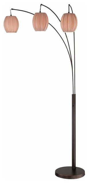 3-Lite Arch Lamp, Copper Bronze/L.Brown Shade, E27 A 60Wx3 ...