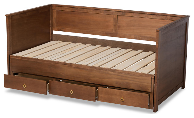 Thomas Classic Walnut Brown Wood Expandable Daybed with Storage Drawers ...