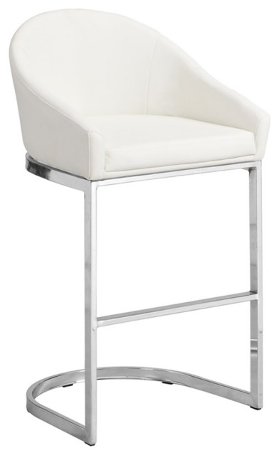 Pemberly Row Transitional Metal 26 In Upholstered Counter Stool in ...