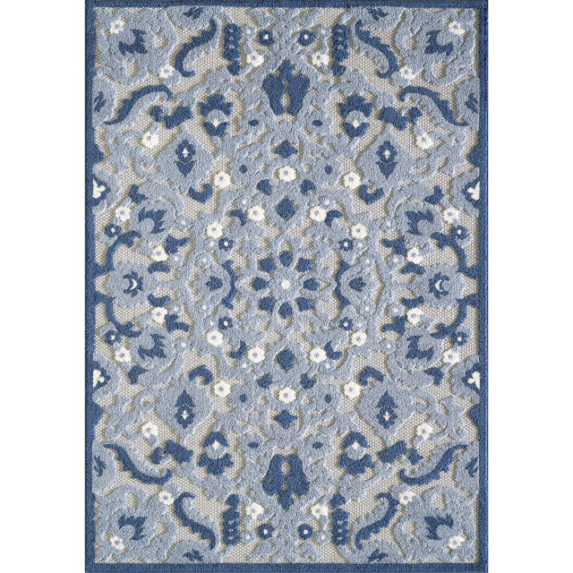 L'Baiet Hayley Blue Classic Floral Print 8 Ft. X 10 Ft. Rug ...