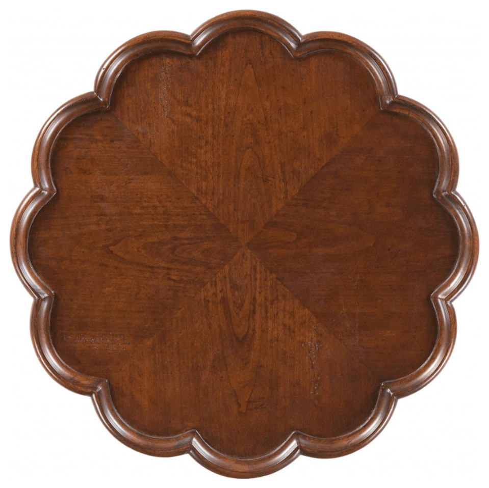 26" Dark Brown And Cherry Manufactured Wood Round End Table ...