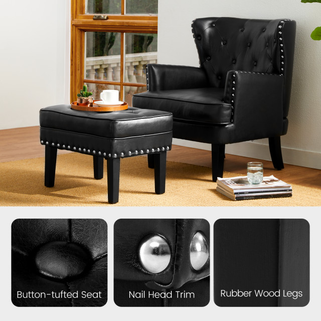 Set of 2 Accent Chair and Accent Stool - Transitional - Armchairs And ...