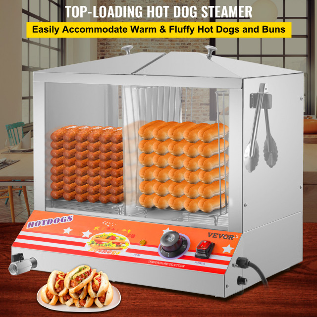 VEVOR Commercial Hot Dog Steamer Electric Bun Hot Dog Warmer Cooker Top ...
