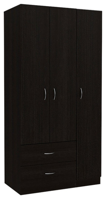 Home Square 2-Piece Set with 3 Door Wood Armoire and Nightstand ...