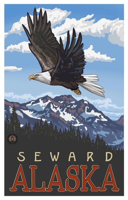 by Artist Paul A. Lanquist Seward Alaska Eagle Soaring Art Print, 30 ...