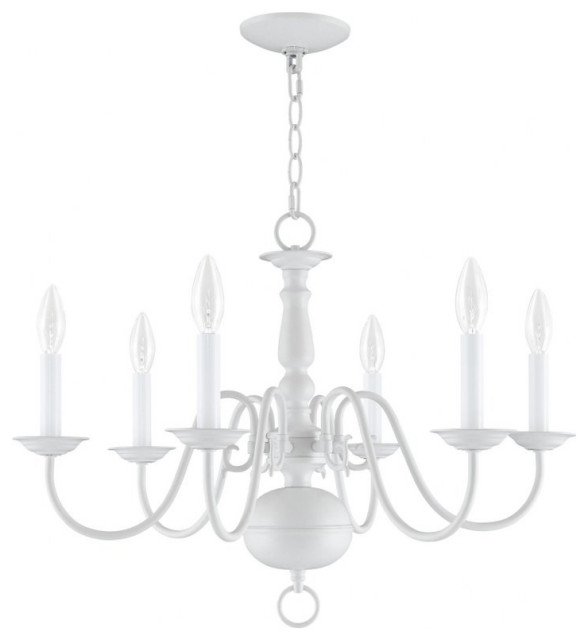 Traditional Six Light Chandelier-White Finish - Chandelier - 218-BEL ...