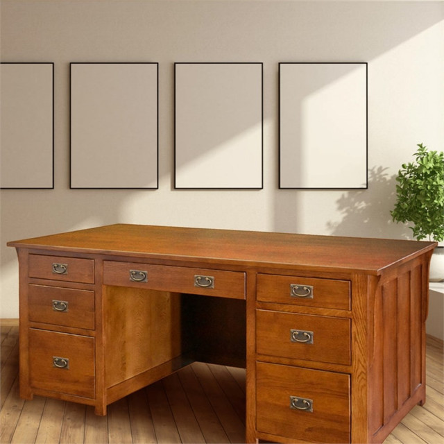 Crafters and Weavers Arts and Crafts Wood Library Desk w/ File Cabinet ...