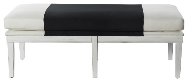 Dann Foley Six Leg Bench Two Tone White and Black Upholstery ...