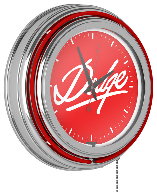 Dodge Chrome Double Rung Neon Clock, Signature - Contemporary - Wall ...