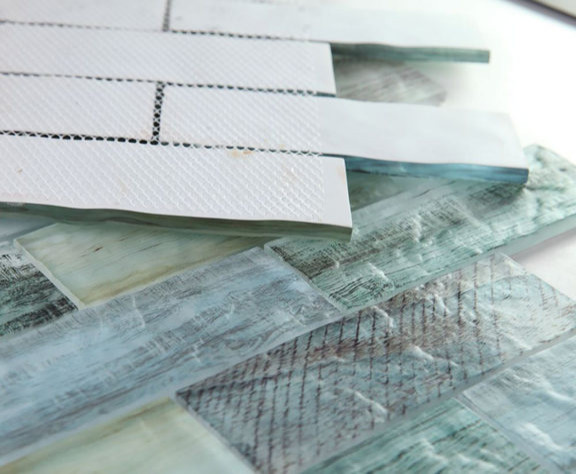 Art Wood Ocean Glass Tile Brick Pattern Green 2x6 Mosaic Tile for Walls ...