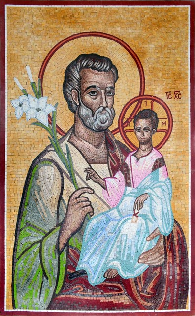 Mosaic Portrait, Saint Joseph, 42" x 66" - Traditional - Tile Murals ...