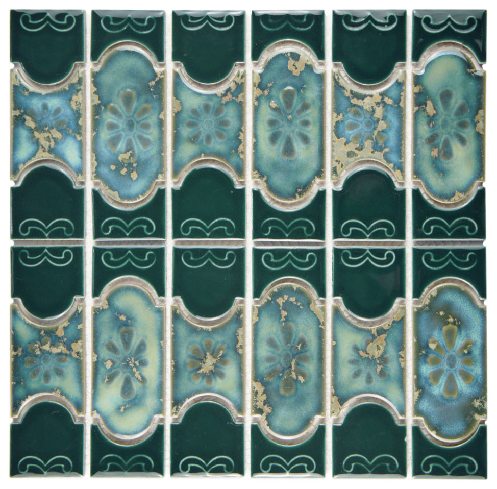 Montego Porcelain Mosaic Floor and Wall Tile, Emerald, Sample ...
