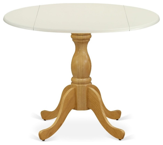 DST-LOK-TP - Dining Table - Linen White Table Top and Oak Pedestal Leg ...