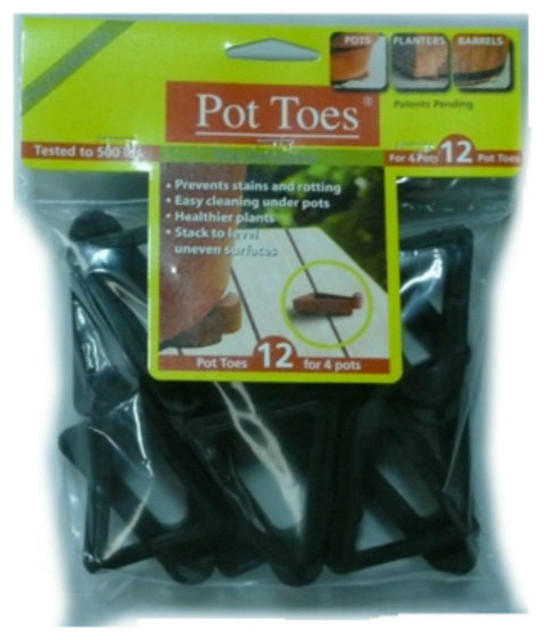 Pot Toes® PT-12BLHT The Decksaver™ Plant Stand Elevator, Black, 3", 12 ...