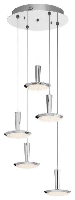 Elan Lighting 5 Light 17 3/4 LED Warm White Spiral Pendant in Chrome ...