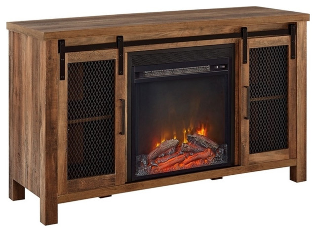 Grant 48" MDF Rustic Farmhouse Fireplace TV Stand - Rustic Oak ...