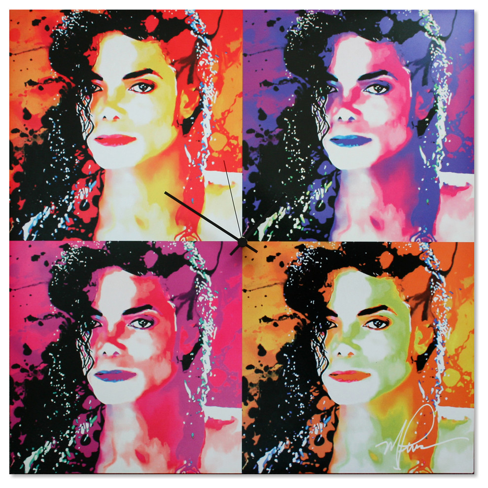 Michael Jackson Clock, Multicolor Pop Art Style, Celebrity Culture ...