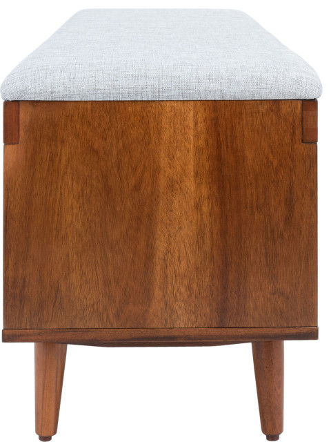 Cricket Open Shelf Bch with Cush - Midcentury - Upholstered Benches ...