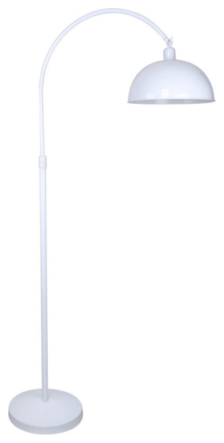 63.5" Glossy White Metal Task Lamp With Arched Base & Metal Dome Shade ...