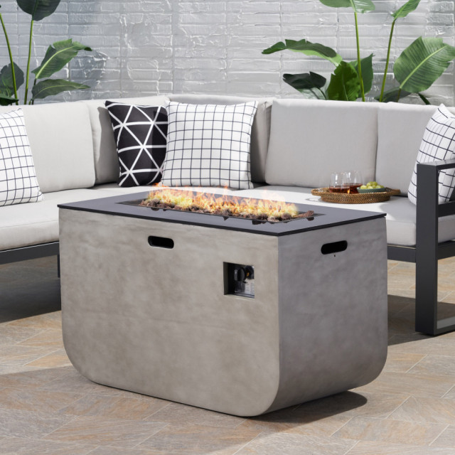 Gwen Outdoor Modern 40-Inch Rectangular Fire Pit - Industrial - Fire ...