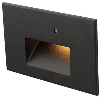 WAC Step Light With Photocell 3000K Wall Sconce in Black on Aluminum ...