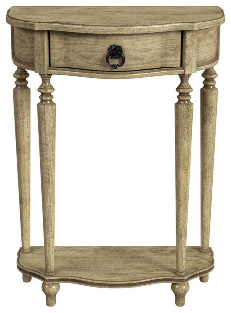 Ashby Demilune Antique Beige Console Table with Storage - Contemporary ...