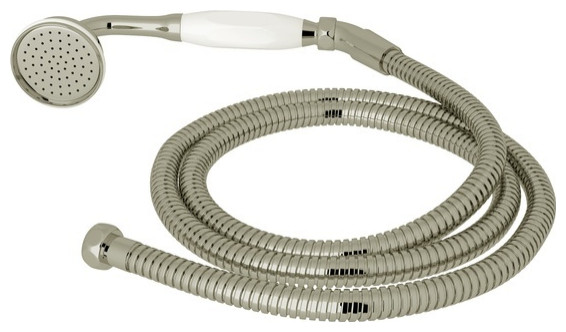 Rohl Inclined Hand Shower, Porcelain Handle, 60In Hose, Polished Nickel ...