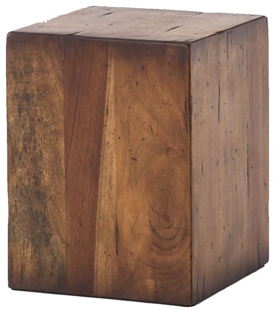 Duncan Reclaimed Wood Square Block End Table - Rustic - Side Tables And ...