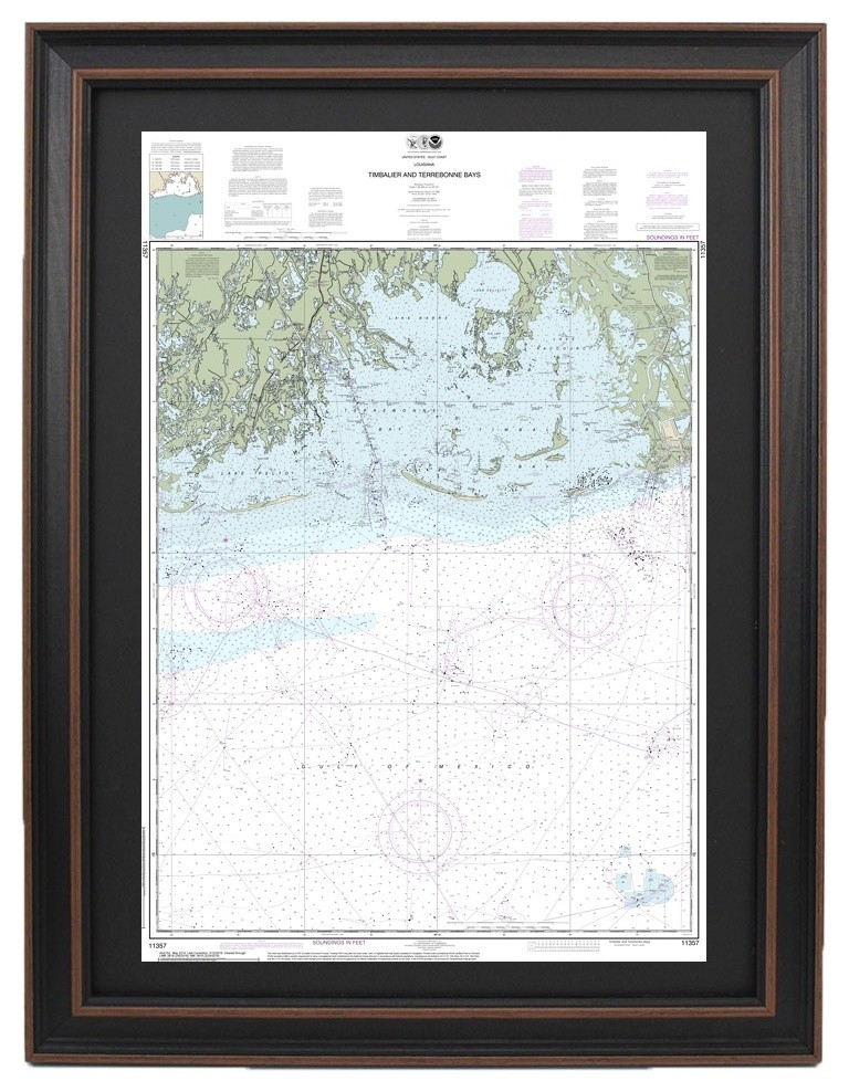 Nautical Chart, Timbalier and Terrebonne Bays - Traditional - Prints ...