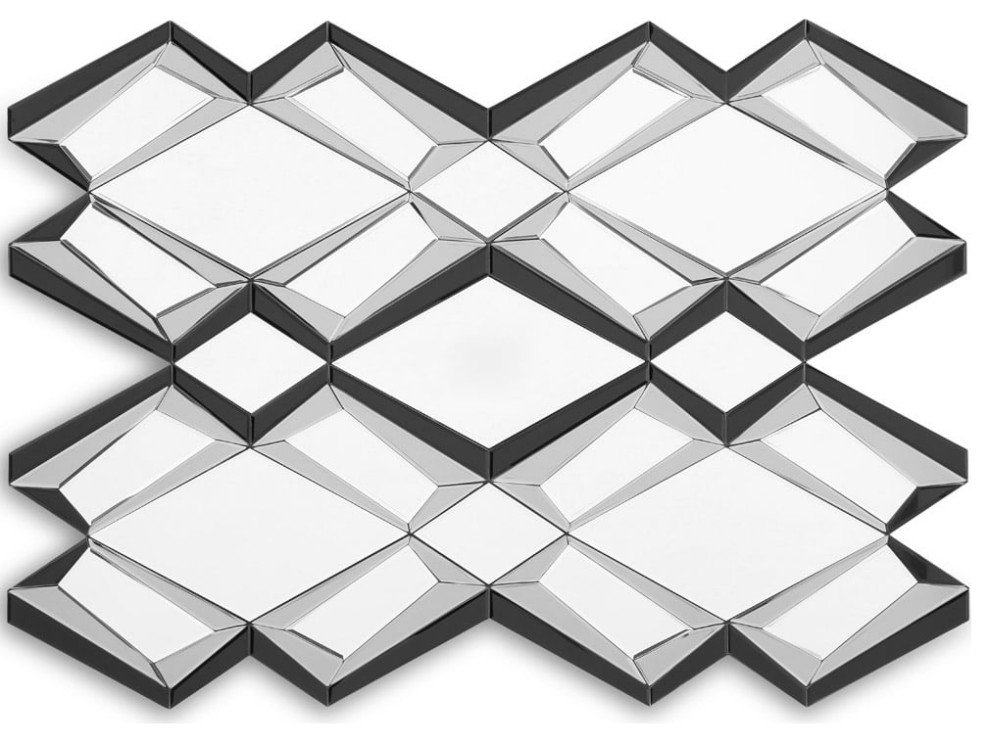 51" Caleido Mirror Black and Gray Trim Black Wood Backing Dual Hanging ...