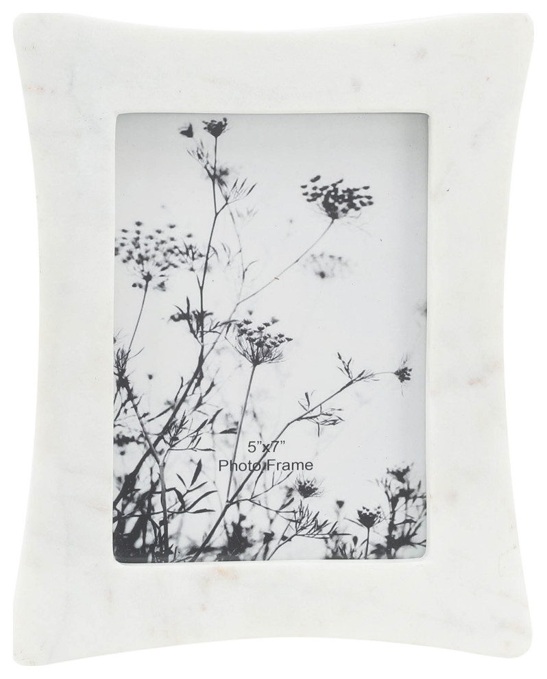 Marble, 5x7 Curved Photo Frame, White - Transitional - Picture Frames ...