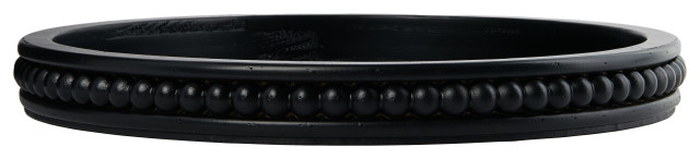 Farmhouse Decorative Round Wood Tray with Hobnail Edge, Black ...