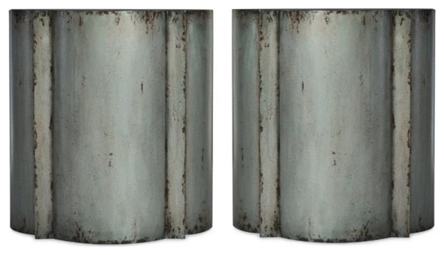 Home Square Quatrefoil End Table in Galvanized Metal Pecos - Set of 2 ...